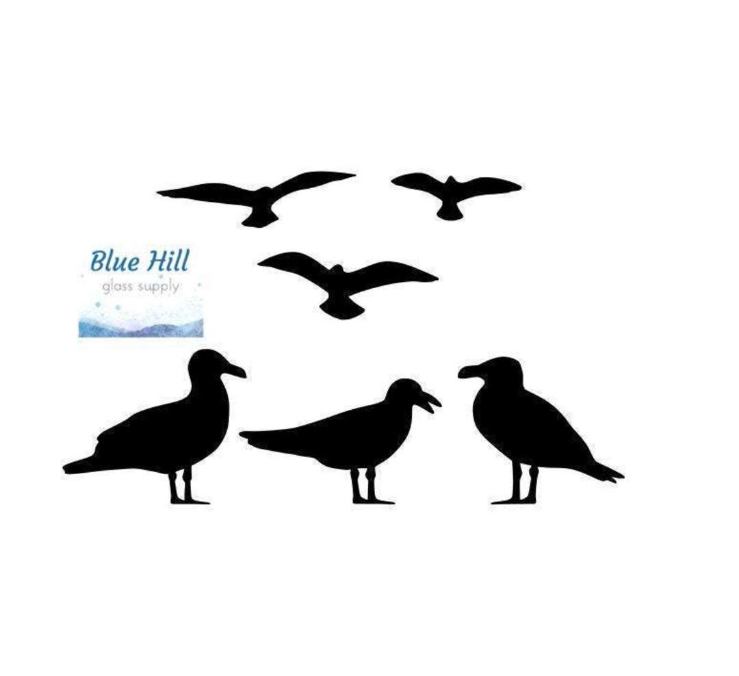 3 Pack Seagulls Precut Glass Shapes - Oceanside 96 COE or Bullseye 90 ...