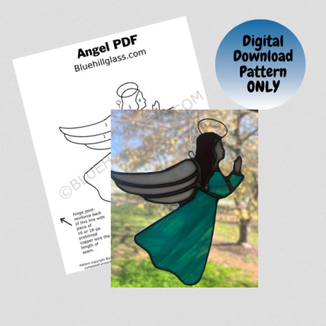Angel Stained Glass Pattern - Digital Download Only - Stained Glass DIY ...