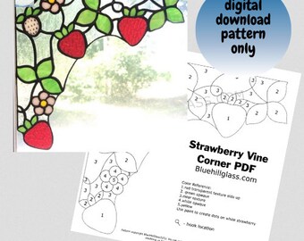 Stained Glass Strawberry Pattern, Digital Download, Strawberries Design ...