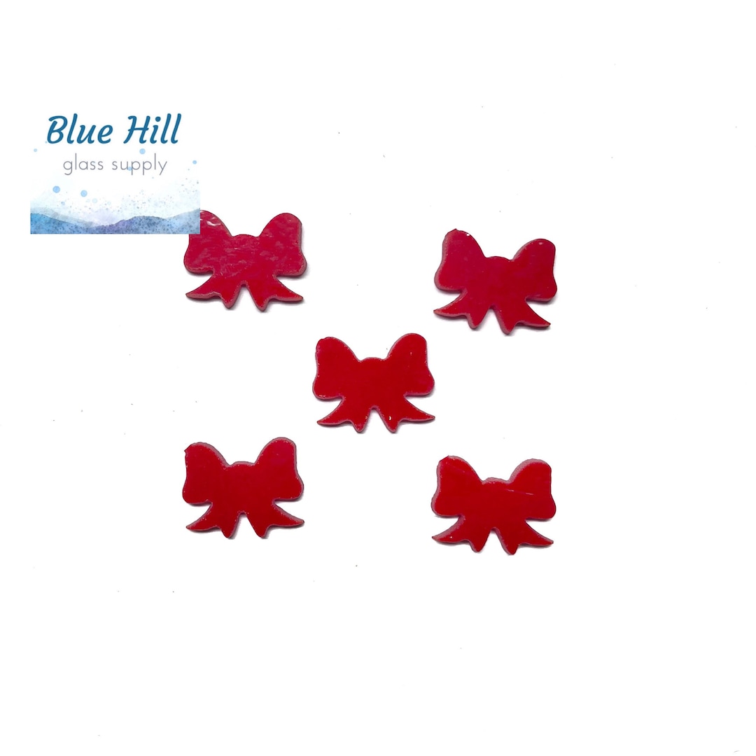 Christmas Bow 5 Pack Precut Glass Shape Ornaments Fusible 90 and 96 COE ...