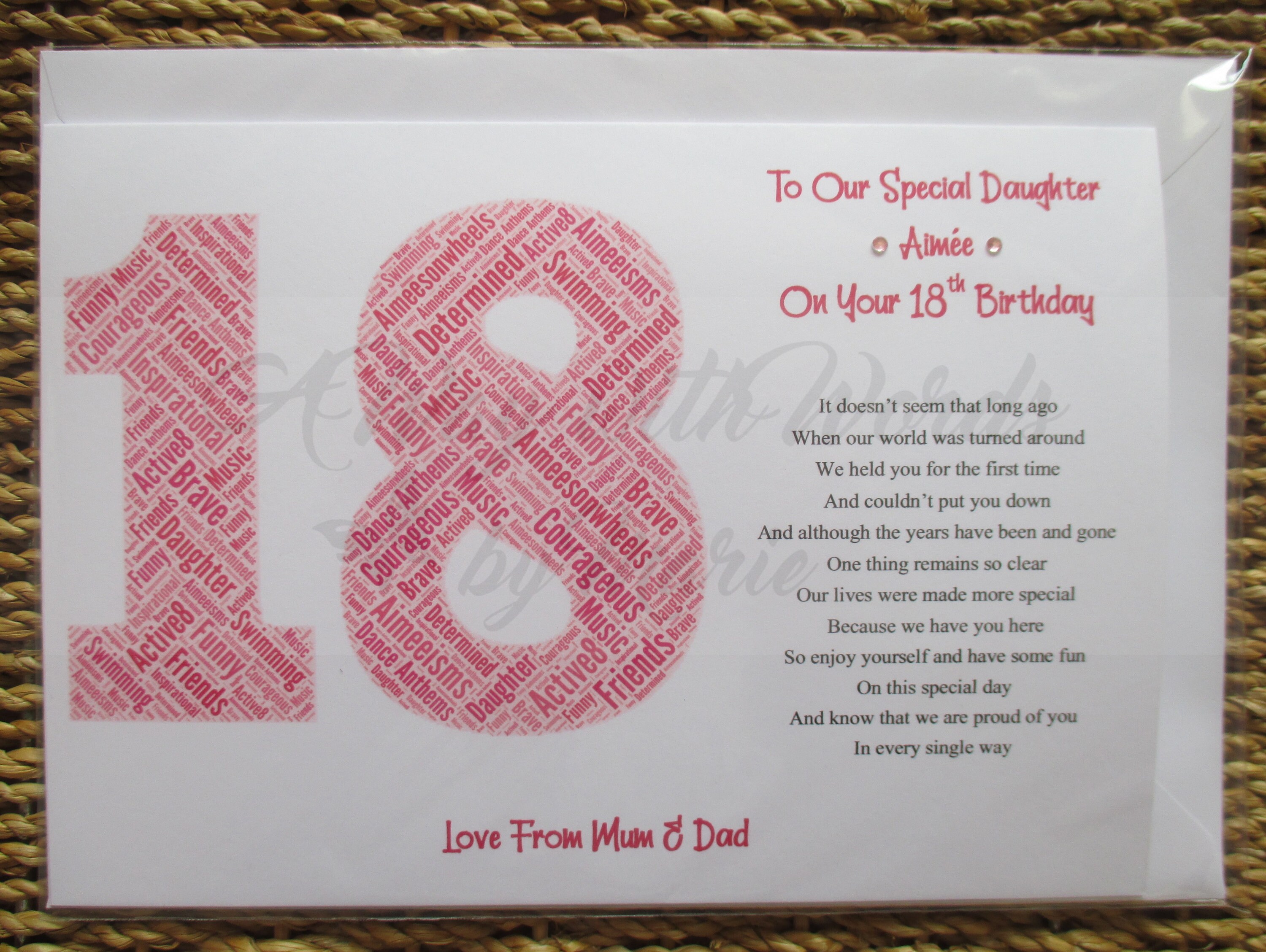 Personalised Word Art 18th Birthday Card for Daughter, Son ...