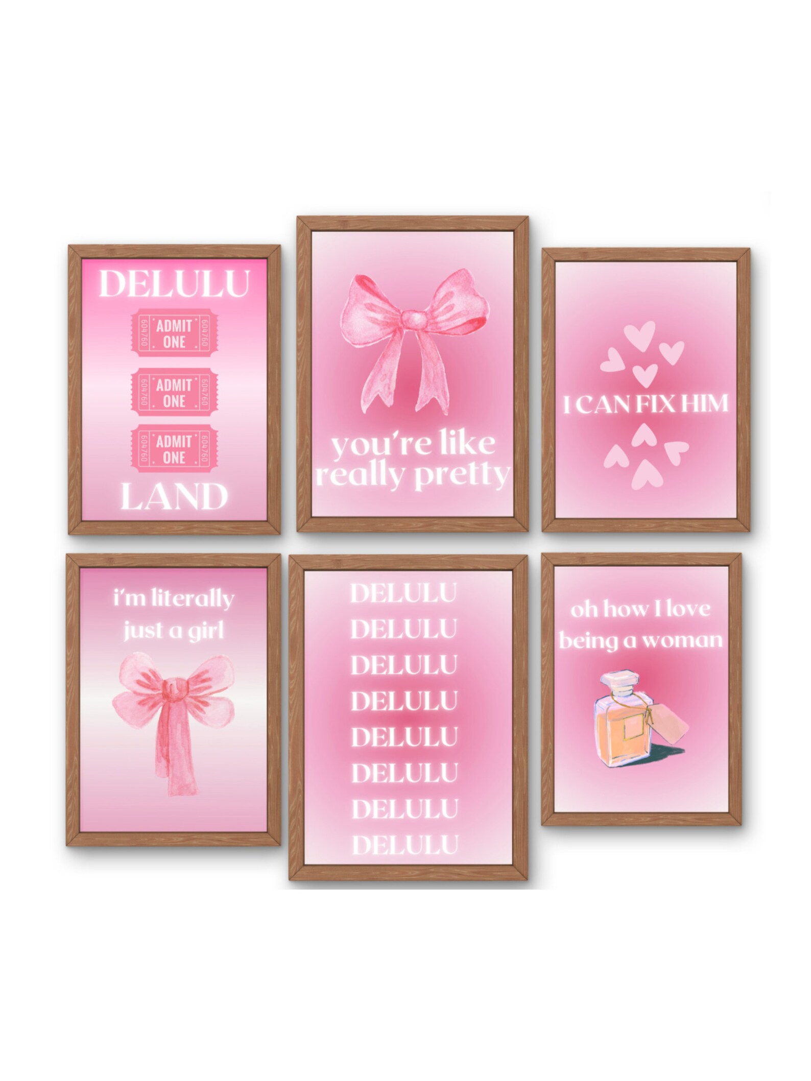 Coquette Delusional Delulu Wall Poster Art Girly Girl Room Decor Pink ...