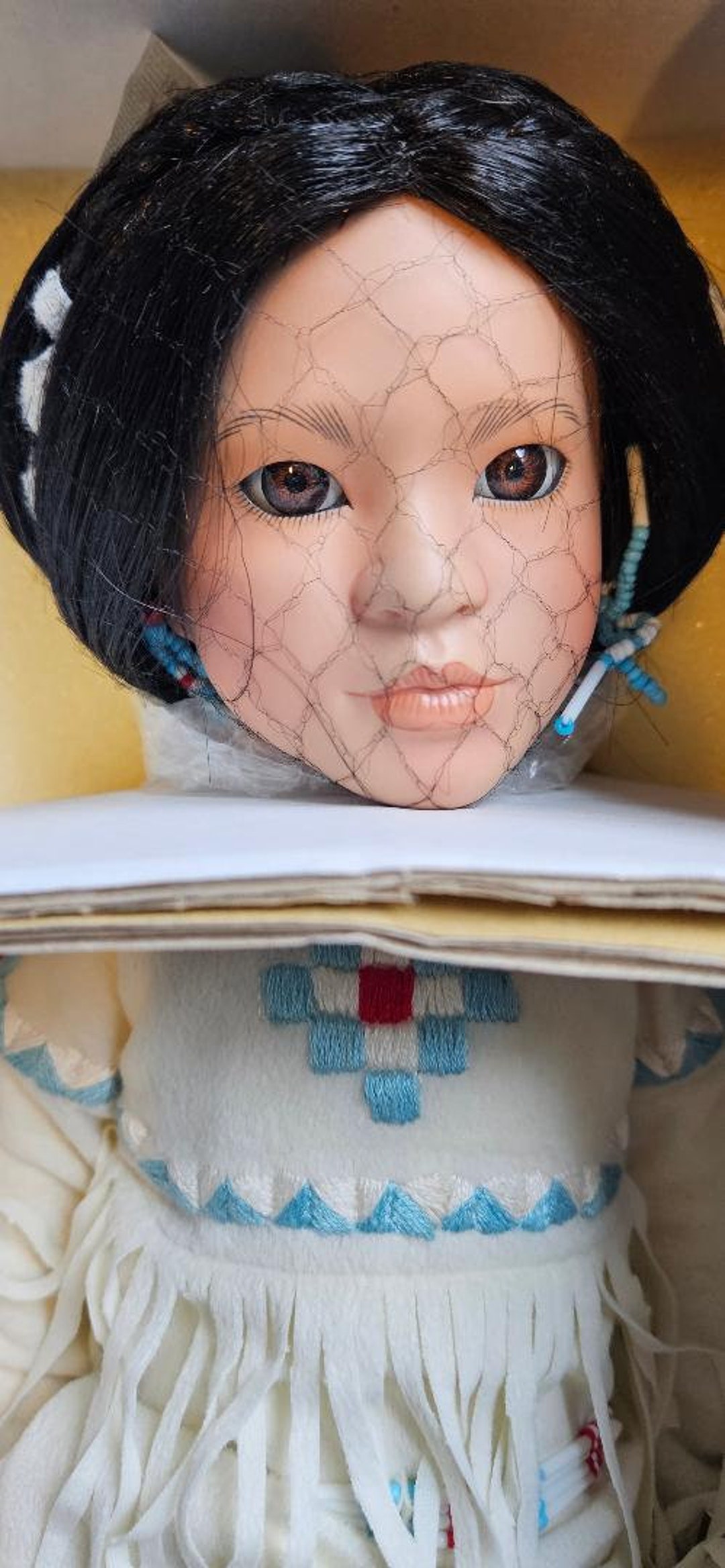 American Indian Princess Porcelain Doll Silver Moon 18" Authentic Linda ...