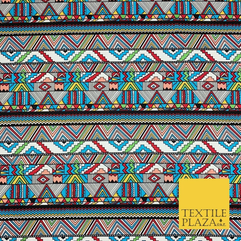 Colourful Wacky Aztec 100% Cotton Canvas Printed Fabric - Etsy UK