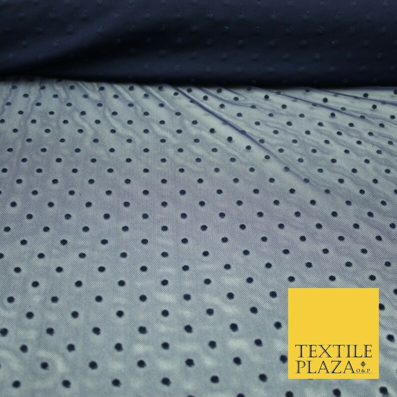 Black / Navy Blue 3mm Flocked Spot Polka Dot Power Mesh Net - Etsy
