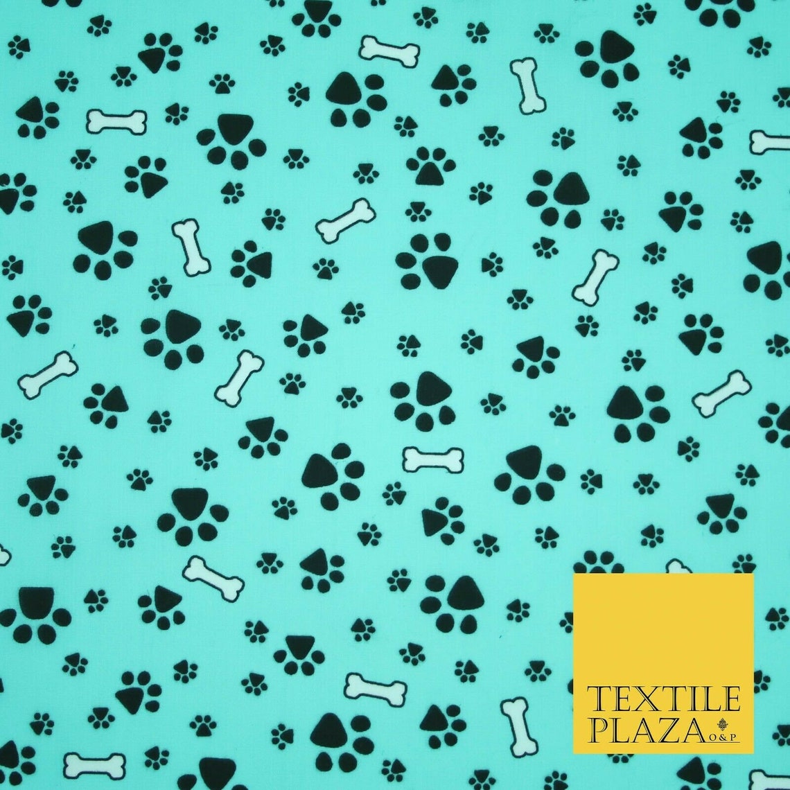 Dog Bones Paw Prints Puppy Doggy Printed Poly Cotton Fabric | Etsy