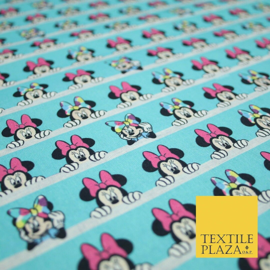 Blue Peeking Minnie Mouse Disney Licensed 100% Cotton Digital - Etsy