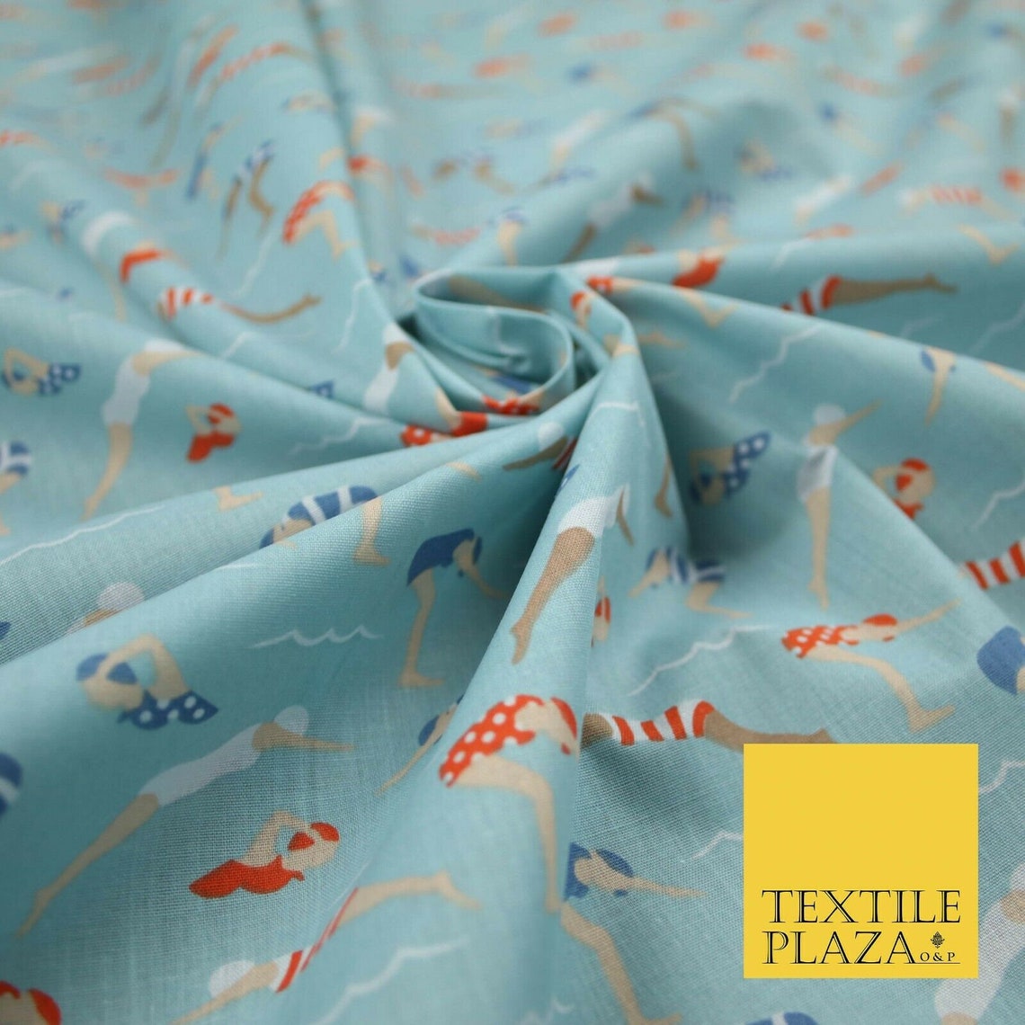 Swimmers Divers Watersports Printed Poly Cotton Fabric | Etsy