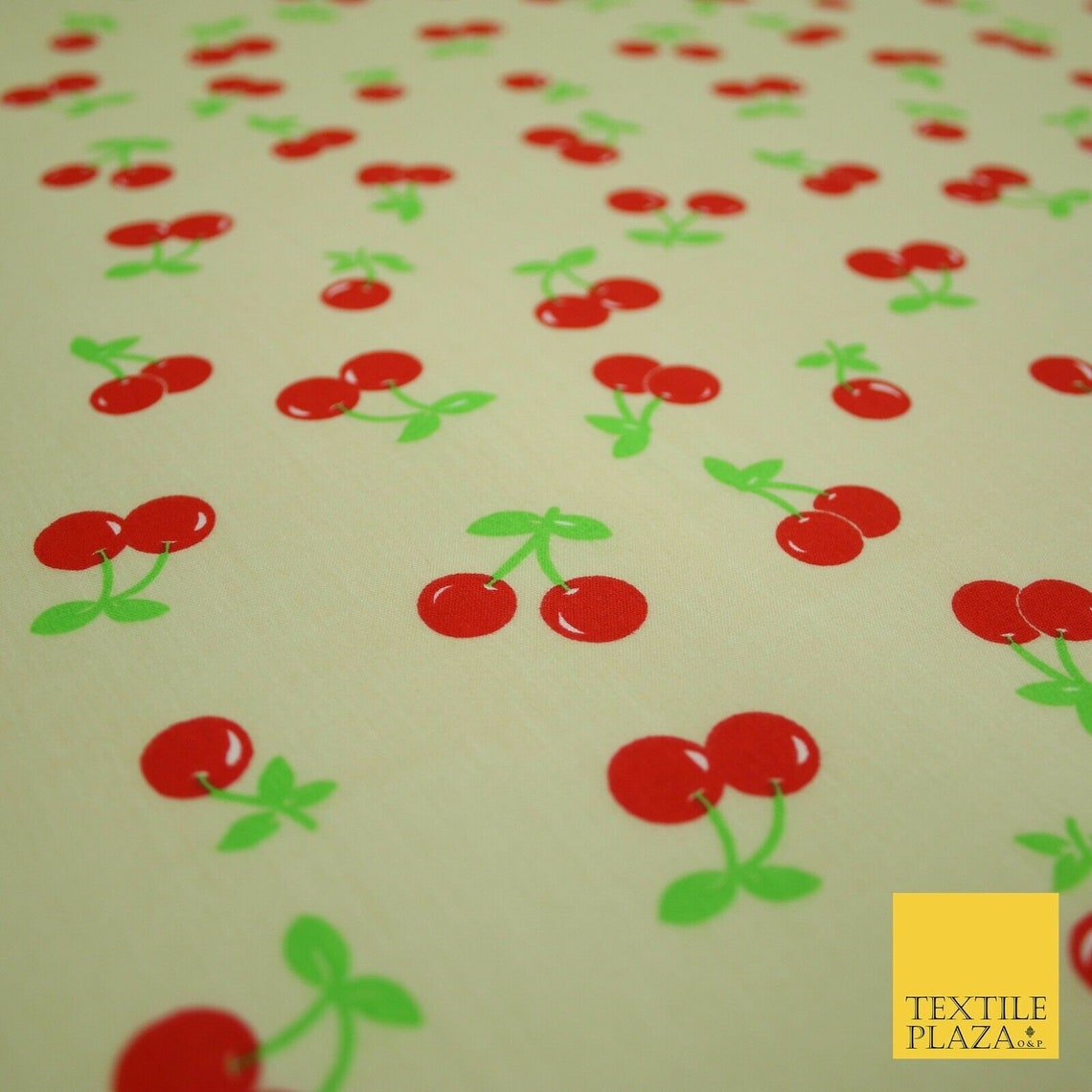 Ecru Cream Cherry 2 Cherries Printed Poly Cotton Fabric - Etsy