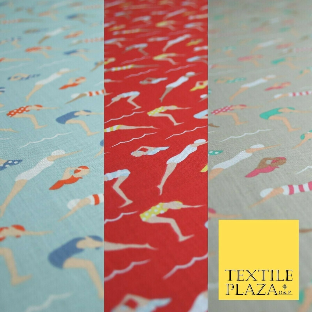 Swimmers Divers Watersports Printed Poly Cotton Fabric - Etsy