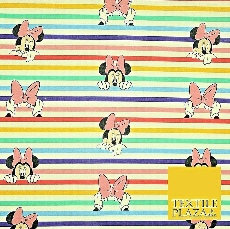 Disney Minnie Mouse Licensed Rainbow Stripe Printed 100% - Etsy