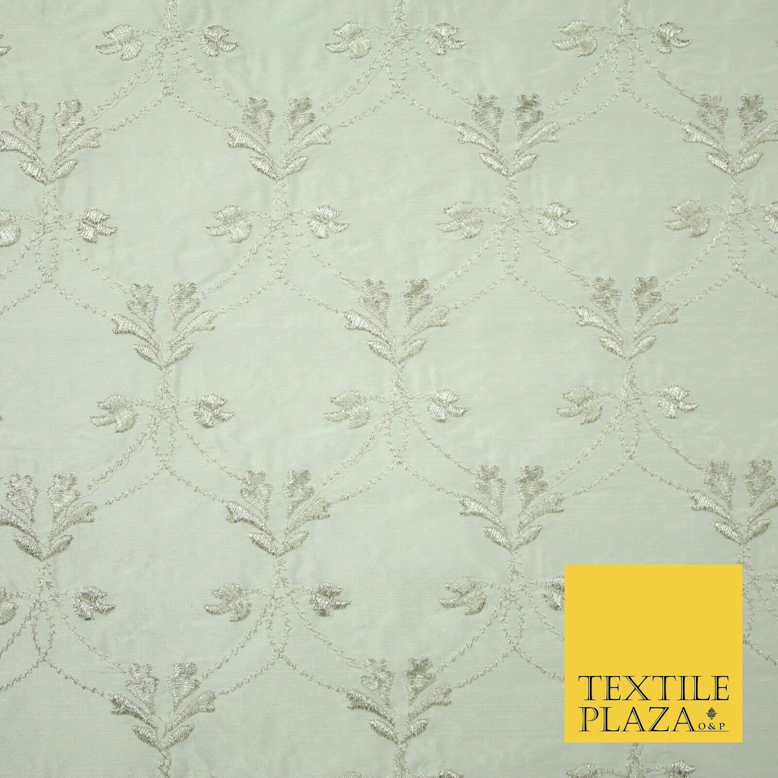 Luxury Ivory Silver Floral Lattice Embroidered 100% Pure Silk - Etsy