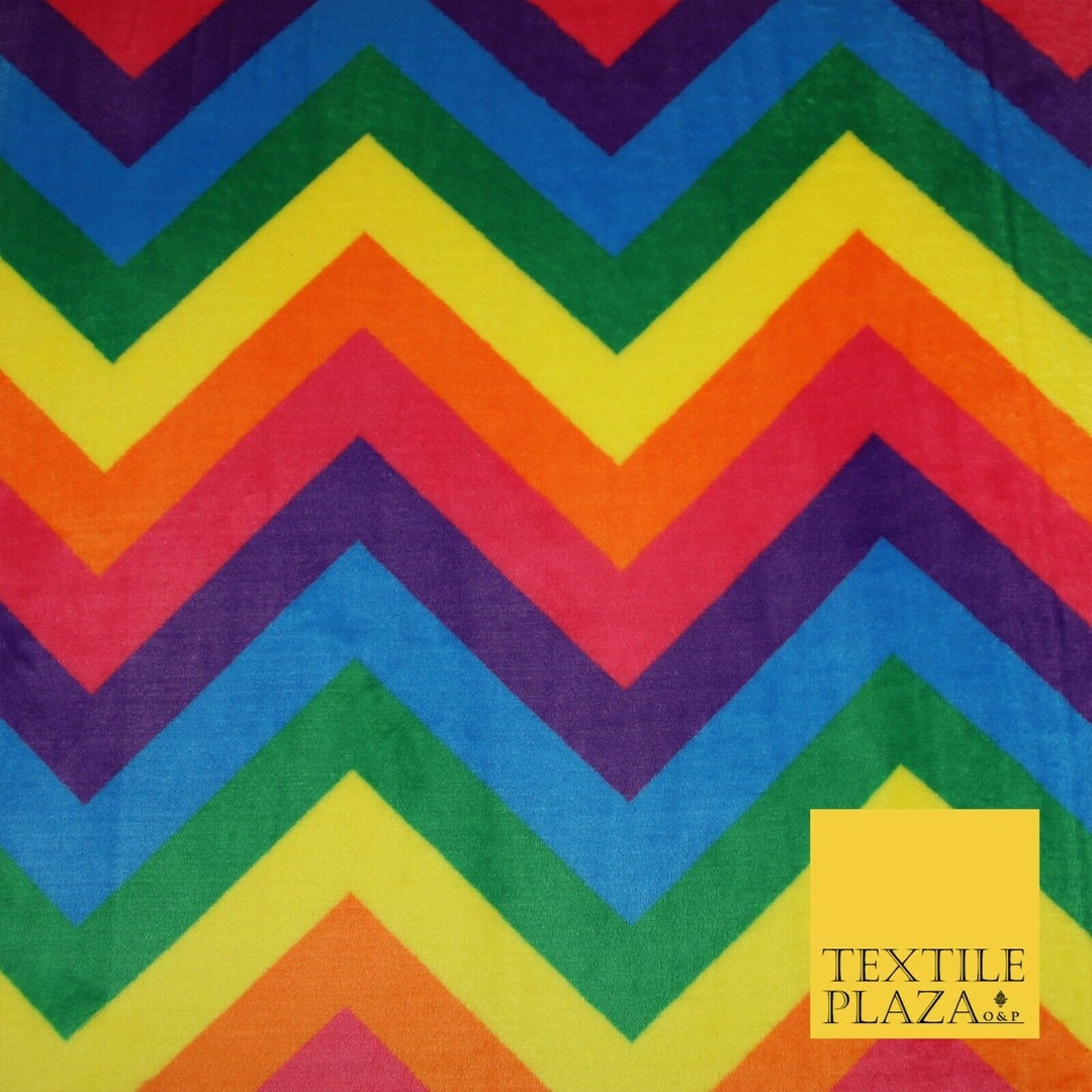 Colourful Rainbow Large Zig Zag Super Soft Printed Cuddle Fleece ...