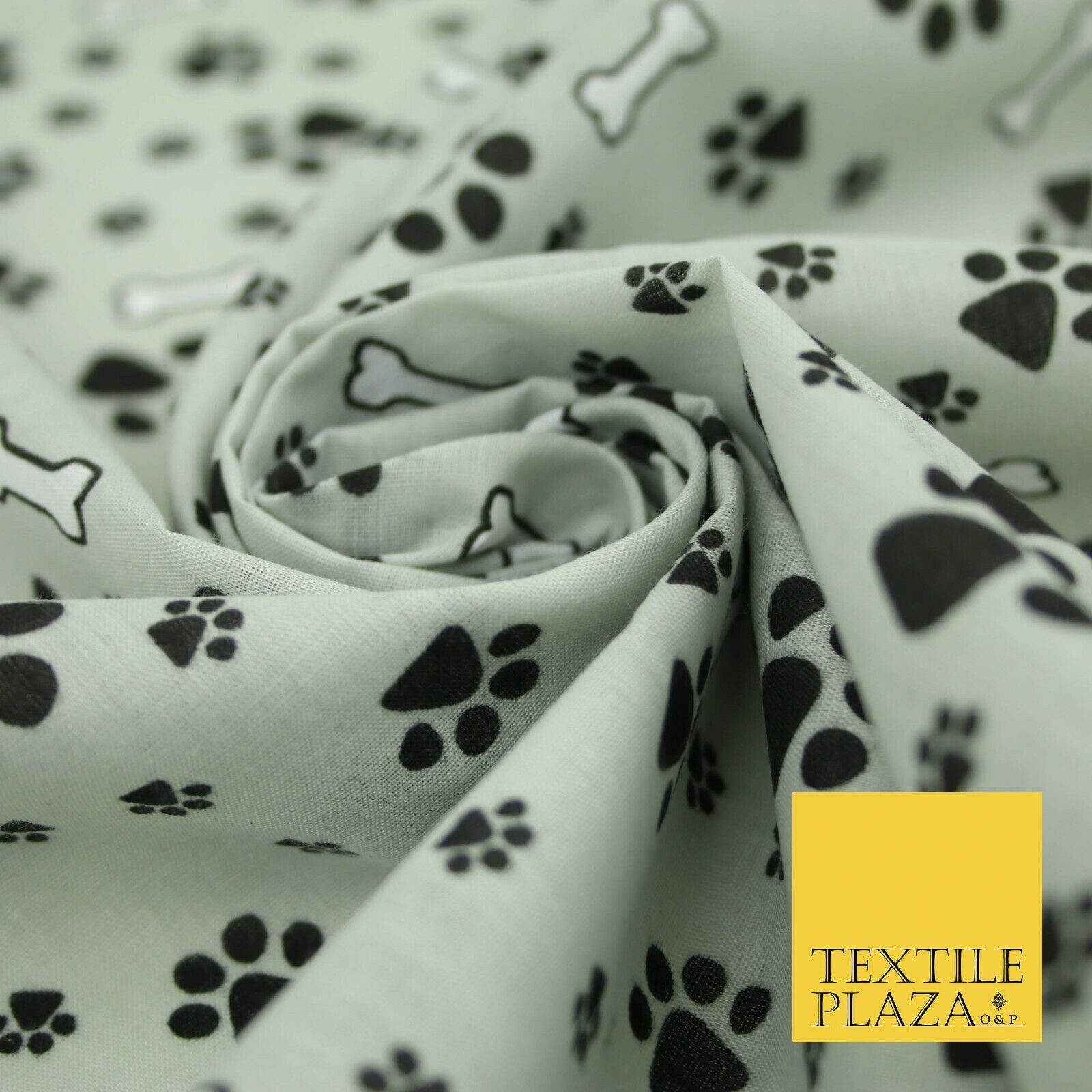 Dog Bones Paw Prints Puppy Doggy Printed Poly Cotton Fabric | Etsy