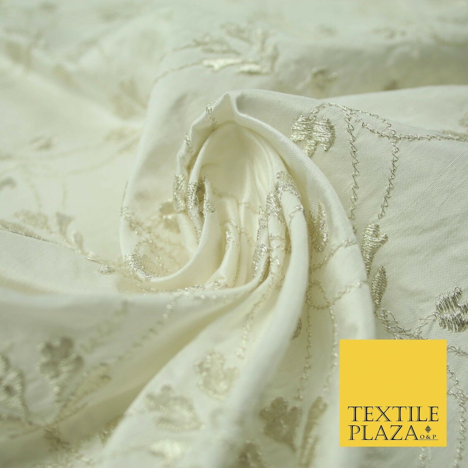 Luxury Ivory Silver Floral Lattice Embroidered 100% Pure Silk - Etsy