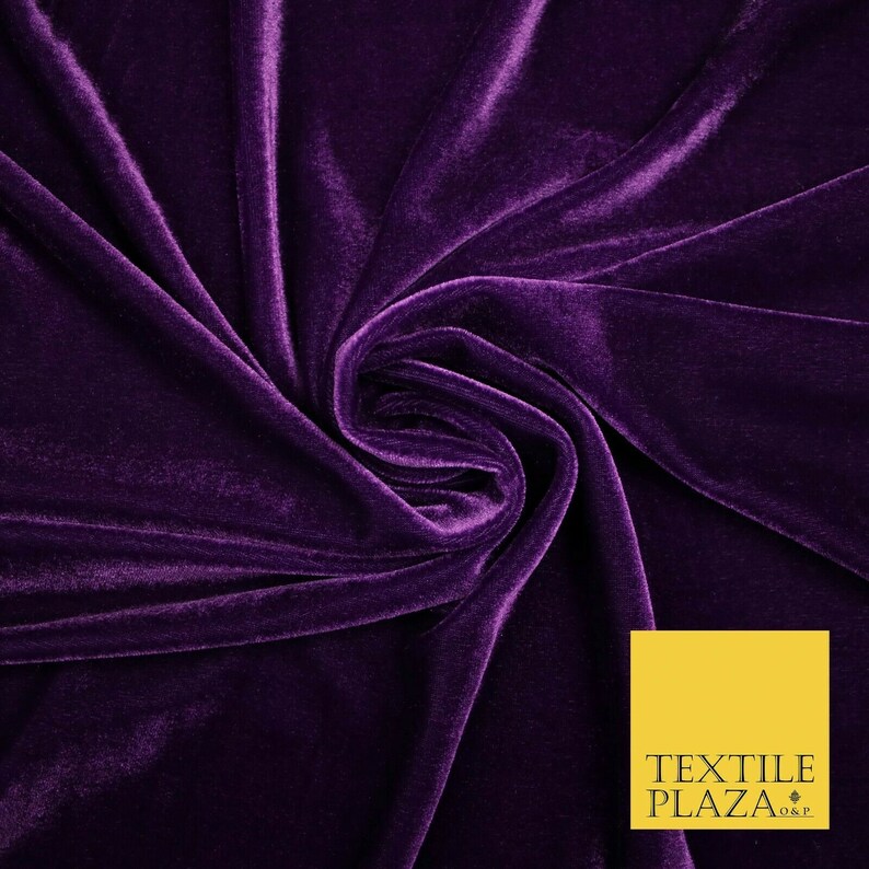 Deep Purple Soft Plain Stretch Velvet Fabric Material 58 - Etsy