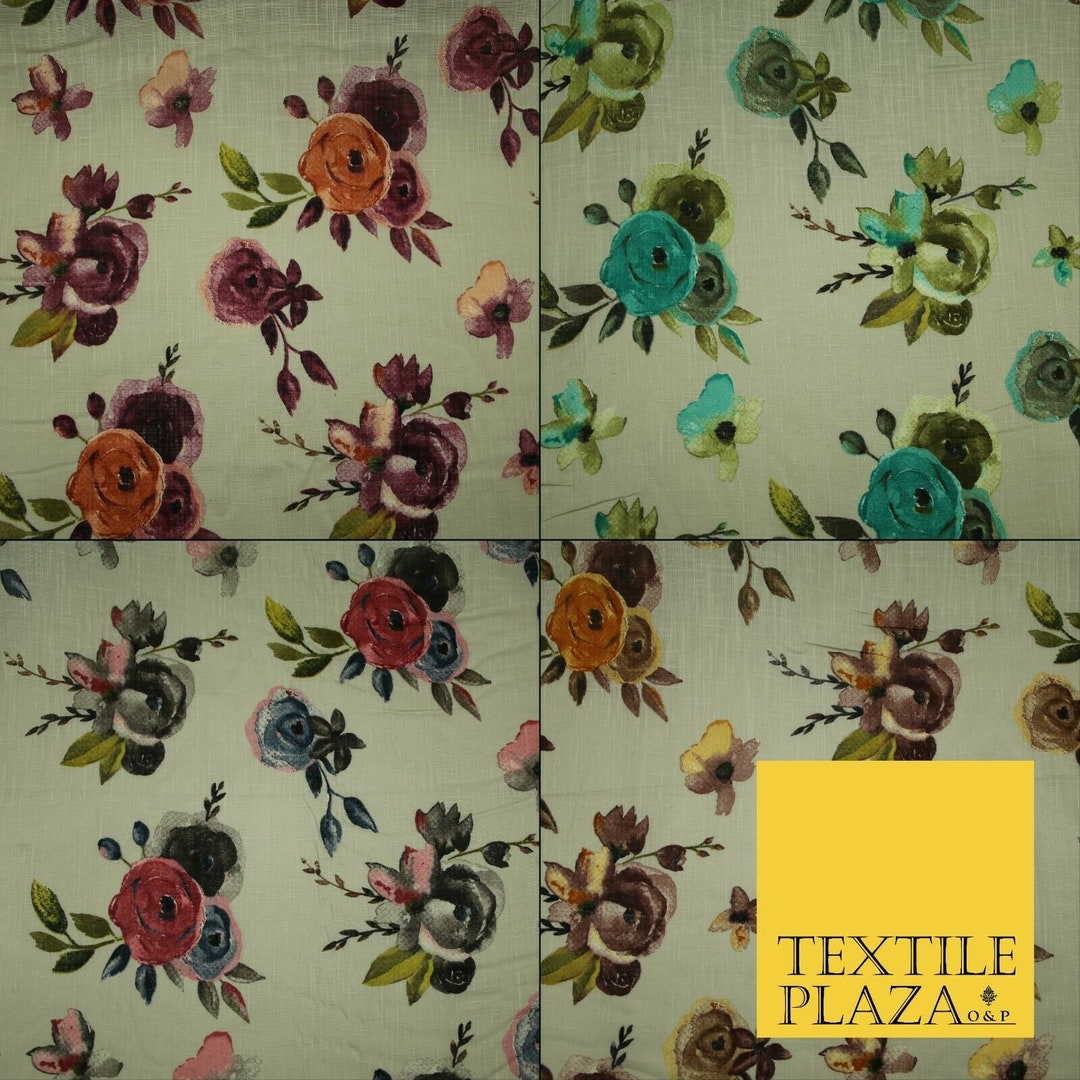 Vintage Artsy Flower Summer Luxury 100% Pure Printed Floral Cotton ...