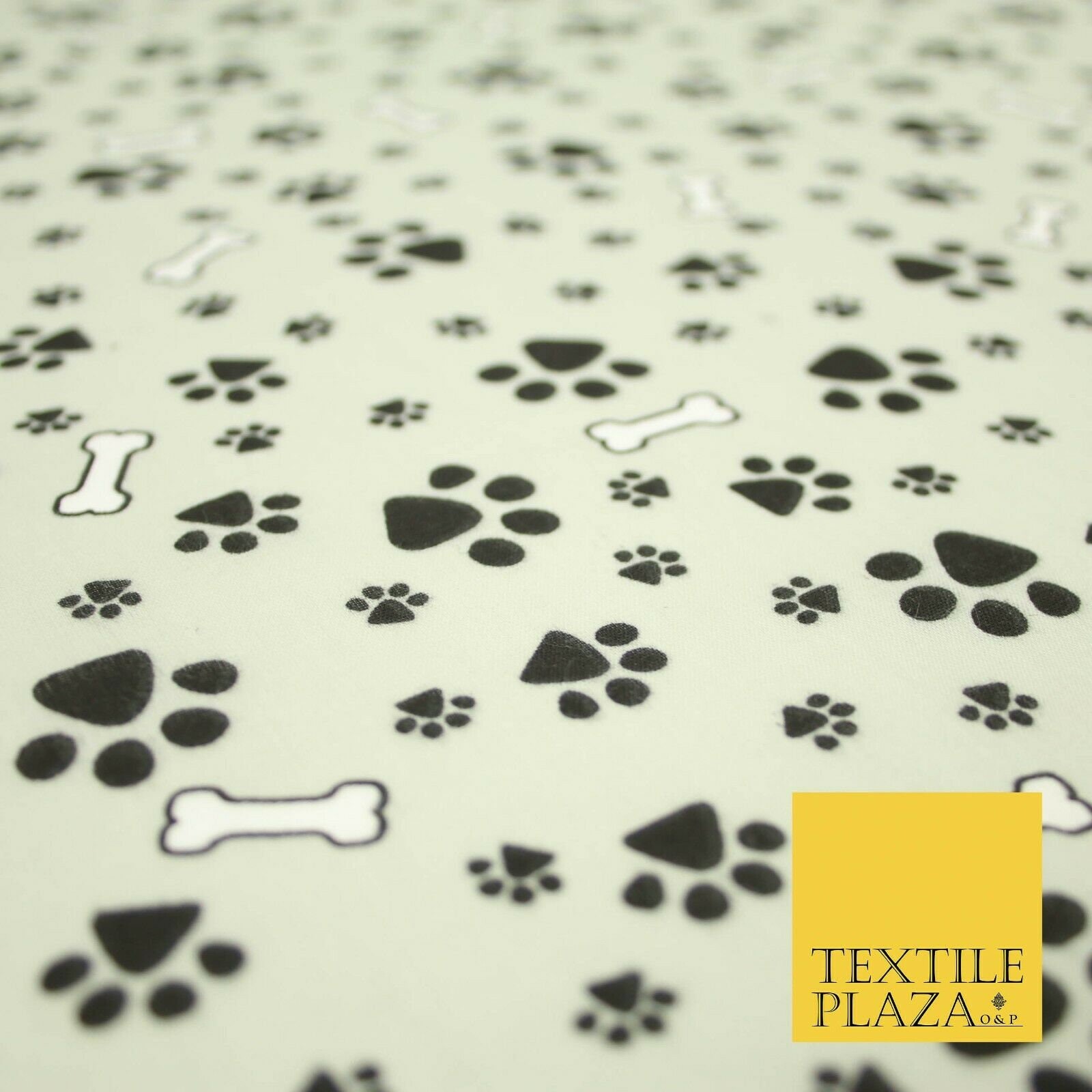 Dog Bones Paw Prints Puppy Doggy Printed Poly Cotton Fabric | Etsy