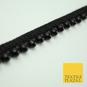 Full Black Pearl Ball Shiny Beaded Ribbon Trim Border Indian Lace X335 ...