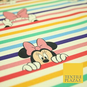 Disney Minnie Mouse Licensed Rainbow Stripe Printed 100% - Etsy