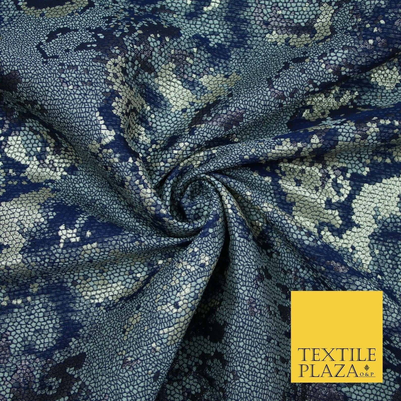 Navy Blue Pixel Beehive Snake Grid Metallic Brocade Jacquard - Etsy UK