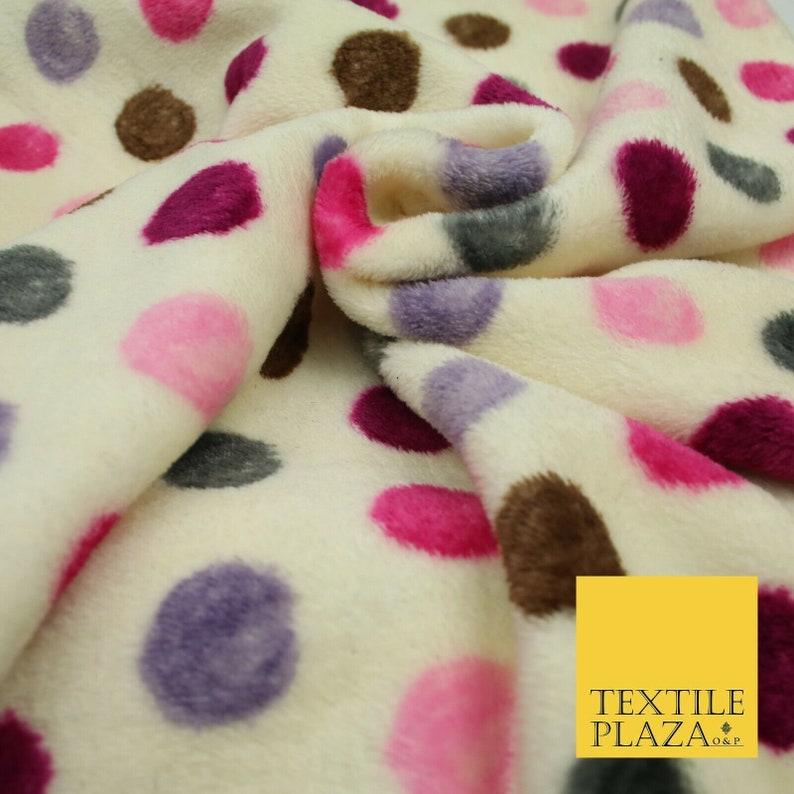 Super Soft Cream Magenta Multi Spotted Cuddle Fleece Double - Etsy