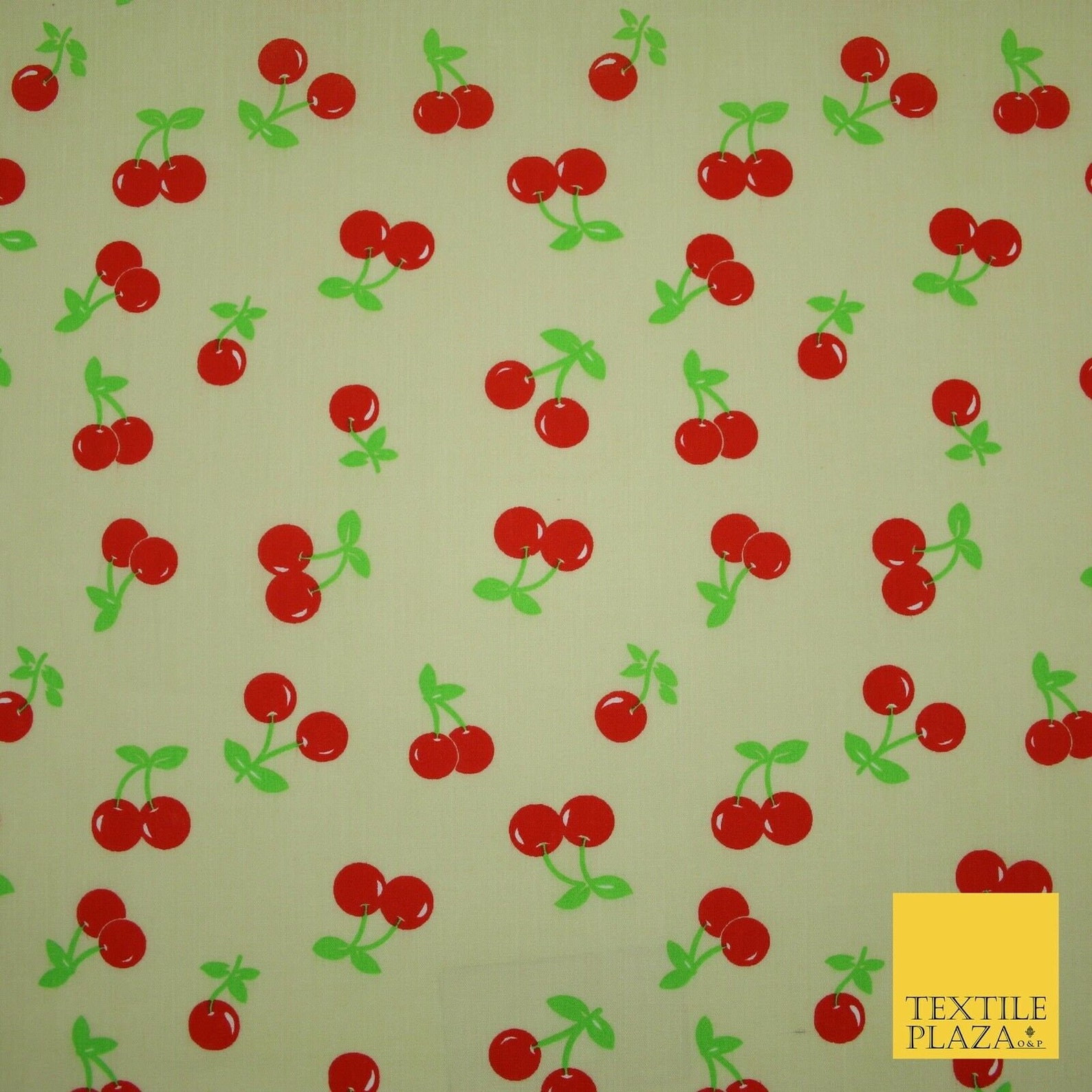 Ecru Cream Cherry 2 Cherries Printed Poly Cotton Fabric - Etsy