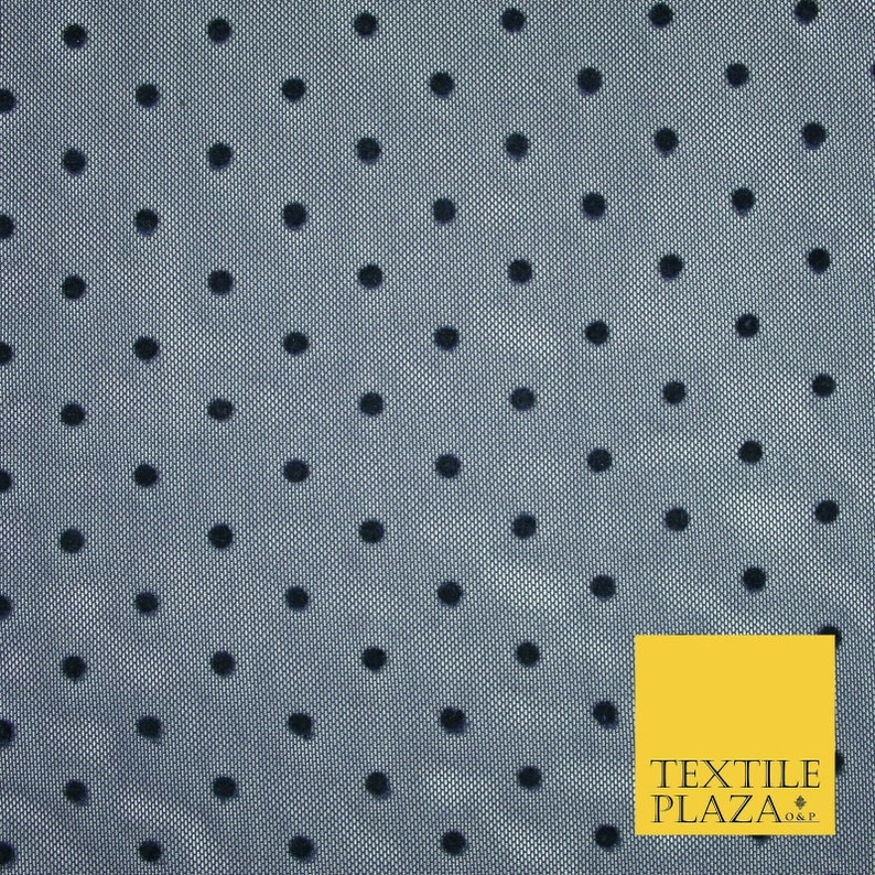 Black / Navy Blue 3mm Flocked Spot Polka Dot Power Mesh Net - Etsy
