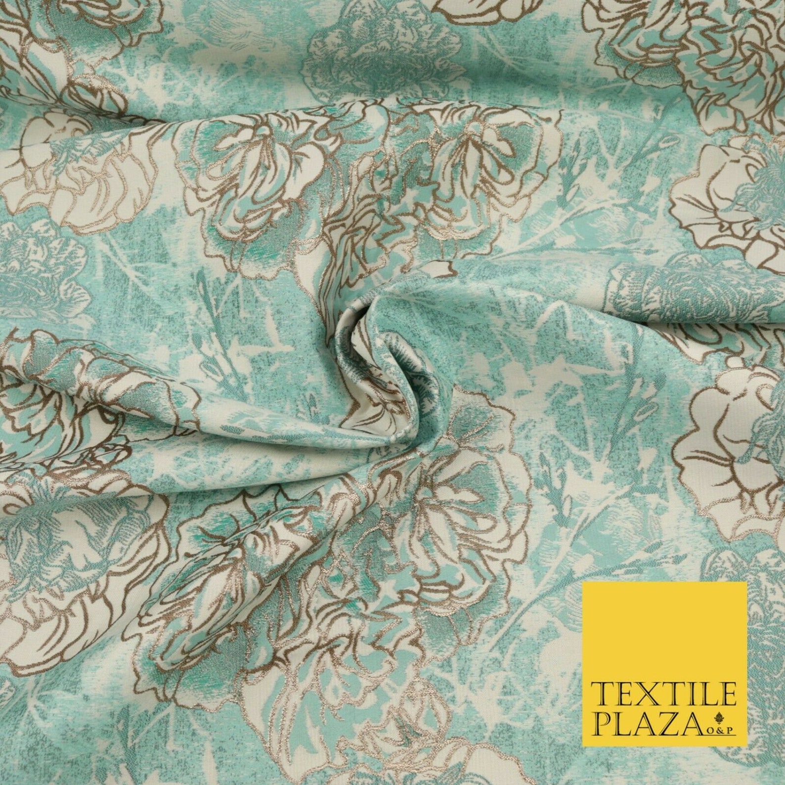 Sea Green Blue Mix Rose Cluster Brocade Dress Fabric Metallic - Etsy