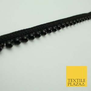 Full Black Pearl Ball Shiny Beaded Ribbon Trim Border Indian Lace X335 ...