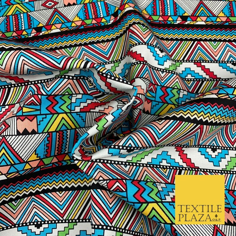 Colourful Wacky Aztec 100% Cotton Canvas Printed Fabric - Etsy UK