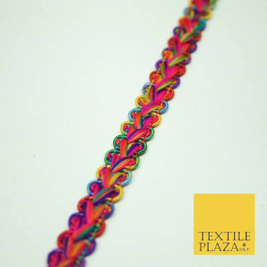 Colourful Multicolour 1cm Soft Thread Woven Plait Border - Etsy UK