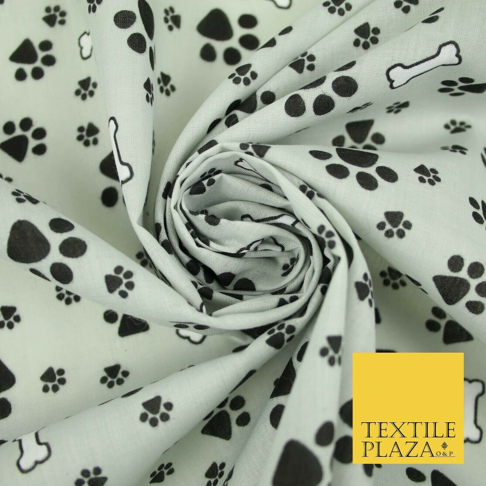 Dog Bones Paw Prints Puppy Doggy Printed Poly Cotton Fabric | Etsy
