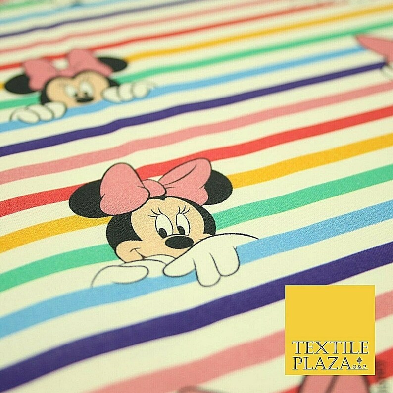 Disney Minnie Mouse Licensed Rainbow Stripe Printed 100% - Etsy