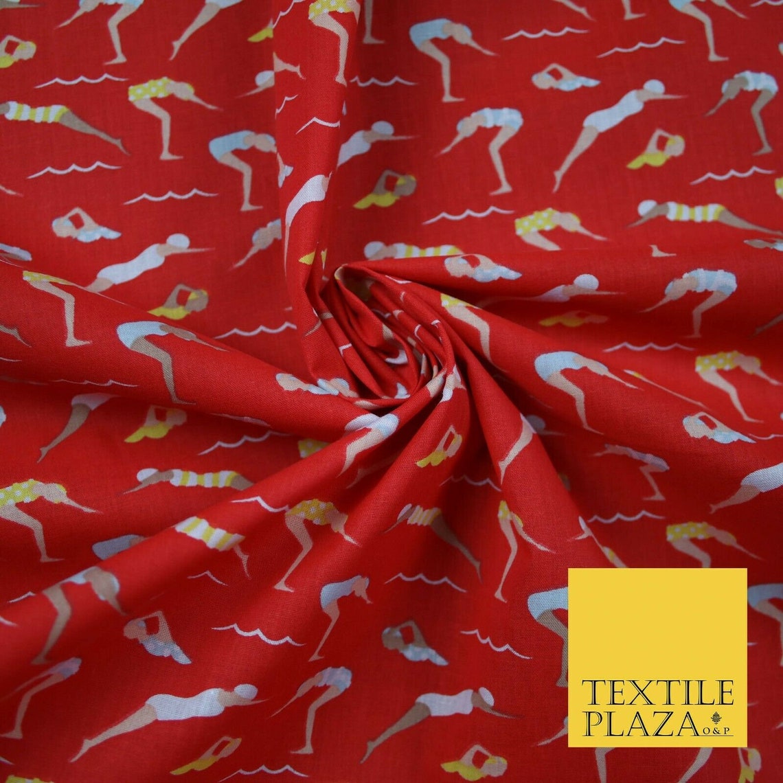 Swimmers Divers Watersports Printed Poly Cotton Fabric | Etsy