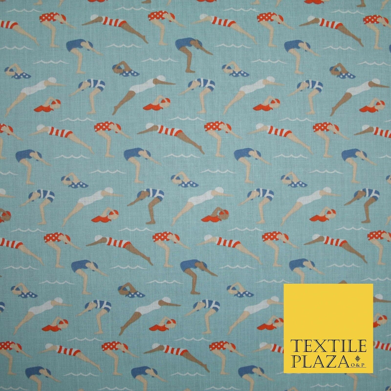 Swimmers divers watersports printed poly cotton fabric | Etsy