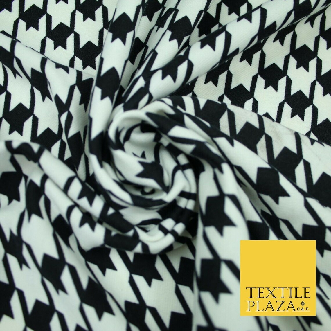 Black Cream Houndstooth Printed Ponte Roma Jersey Fabric 155cm - Etsy