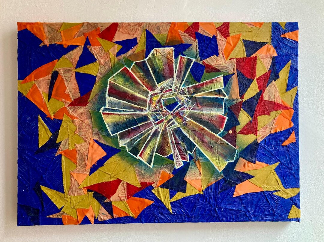 Original Abstract Painting of Shattered Glass - Colourful Wall Art ...