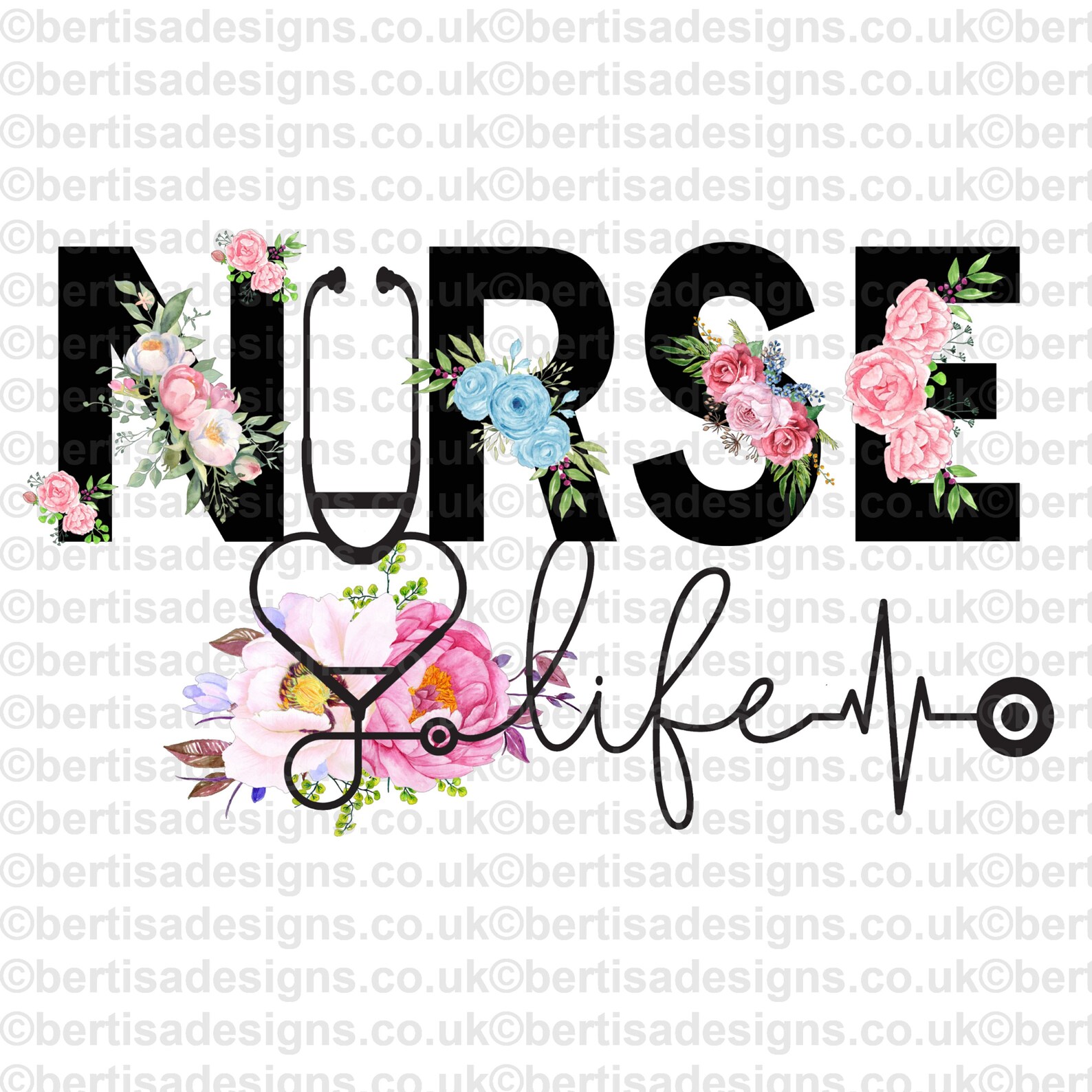Nurse Life , PNG, Digital Download, Sublimation Design, Floral Nurse ...