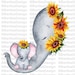 Sunflower Elephant Clipart, Mother and Baby Elephant, PNG Sublimation ...