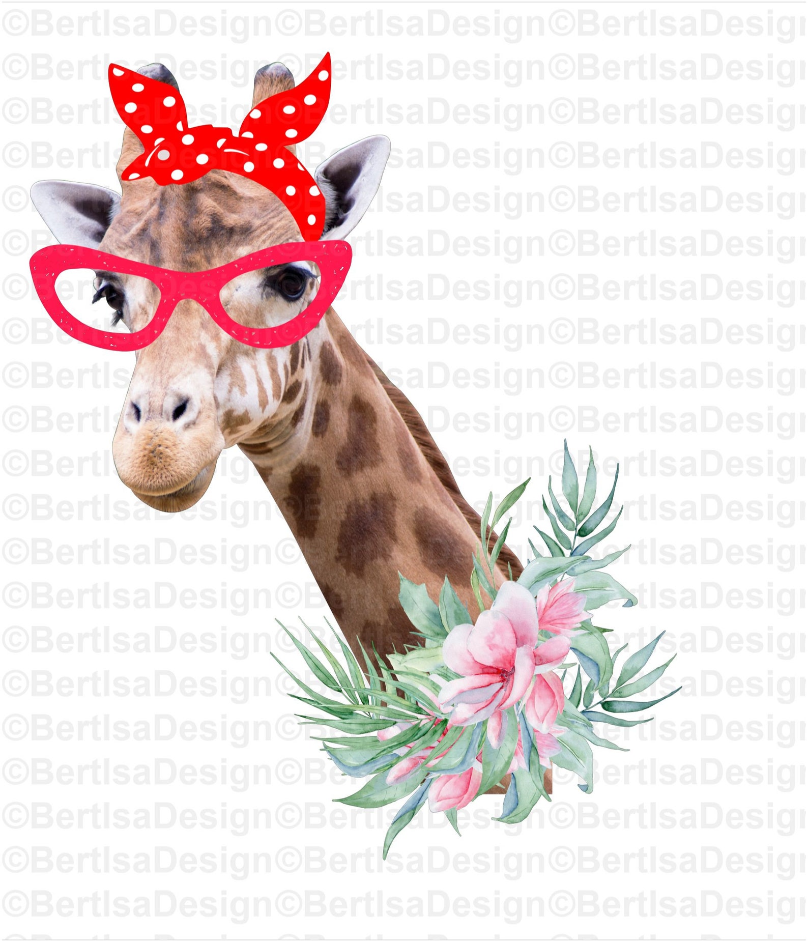Sublimation Design Watercolor Floral Giraffe PNG Clipart - Etsy