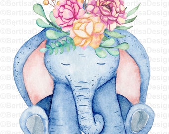 Watercolor Elephant Clipart Instant Download Sublimation - Etsy