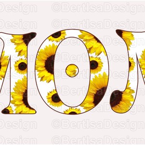 Sunflower Letters, A to Z Clip Art, Sunflower Alphabet, Instant ...