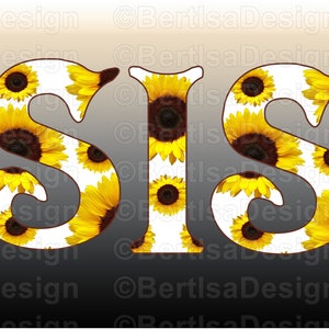Sunflower Letters, A to Z Clip Art, Sunflower Alphabet, Instant ...