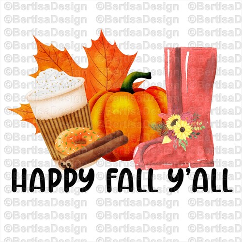 Happy Fall Yall PNG Clipart Instant Download Sublimation | Etsy