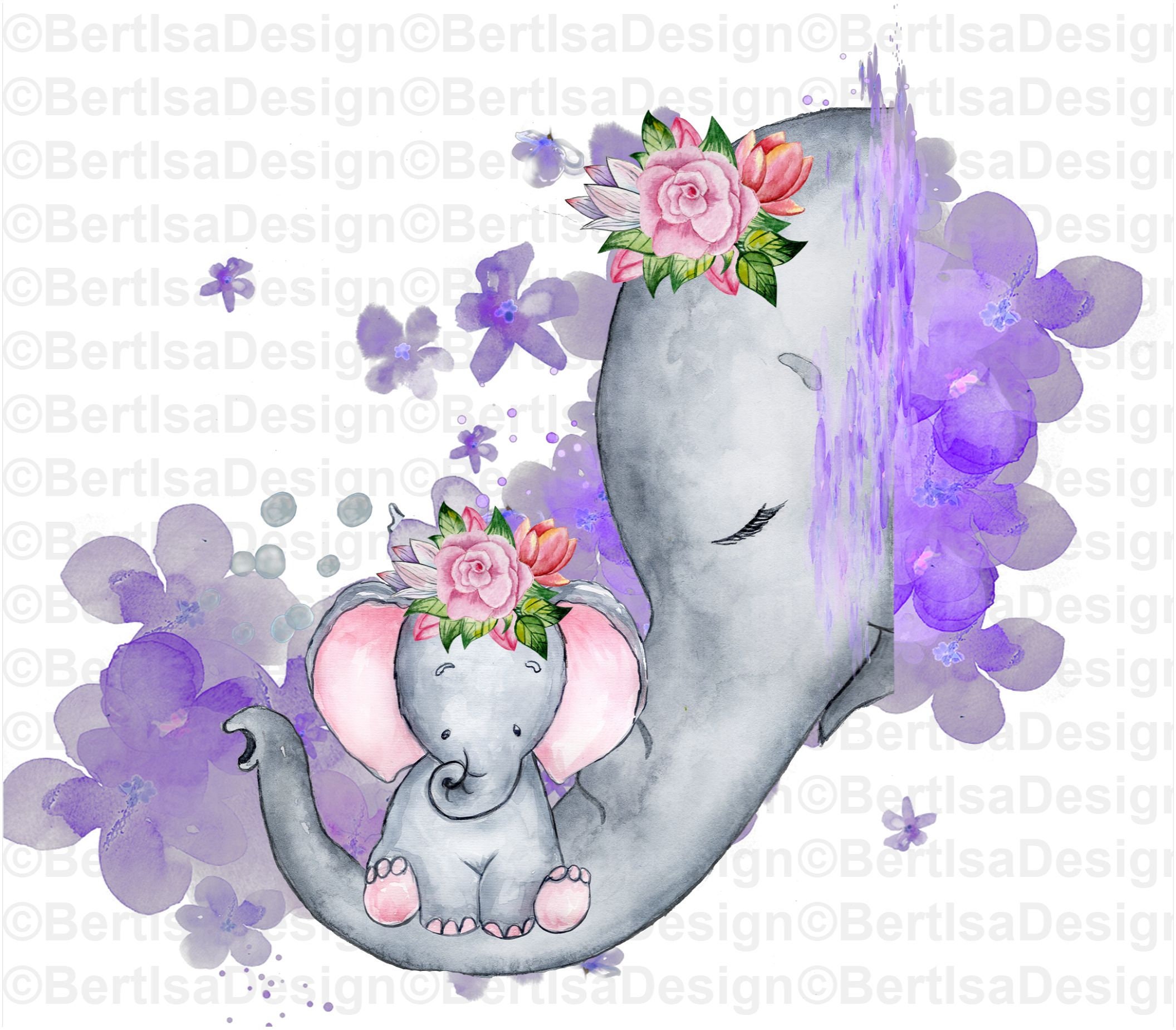 Baby Elephant And Mother Clipart