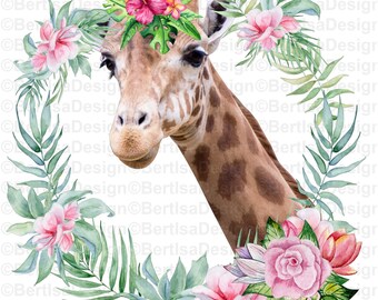 Watercolor Giraffe Clipart, Instant Download, Sublimation Graphics, PNG ...