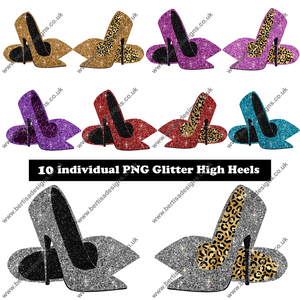 10 Glitter High Heels Bundle Png Clip Art Sublimation Design - Etsy