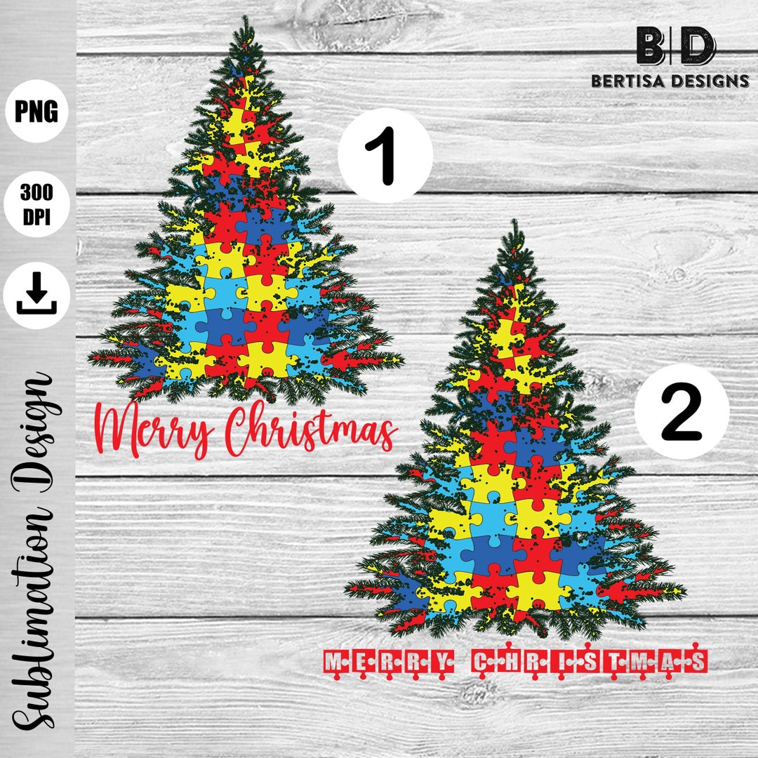 Autism Christmas Tree , Autism Sublimation Design, Autism Clipart ...