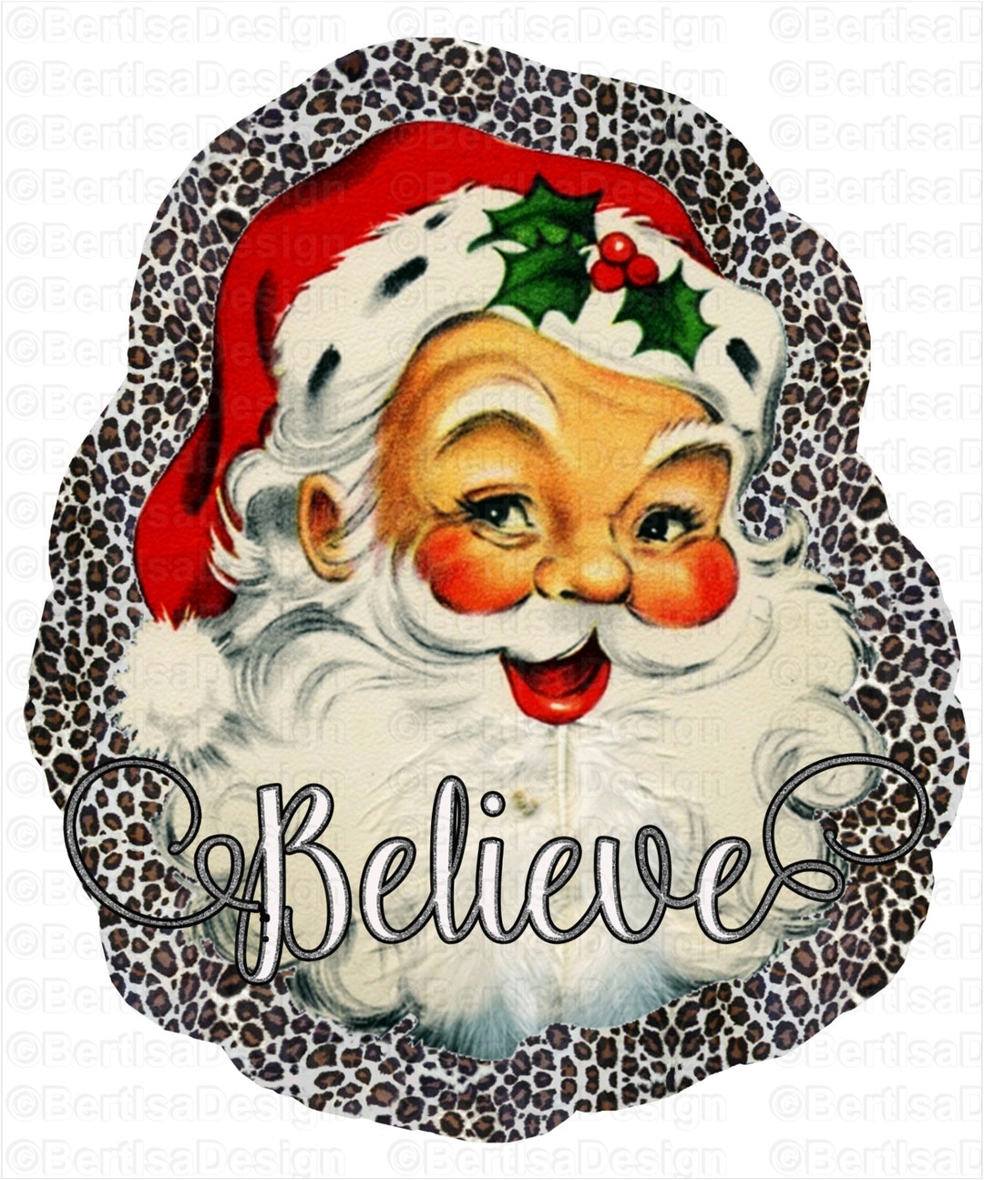 Believe Santa Claus Leopard Christmas/ Father Christmas Clip Art ...